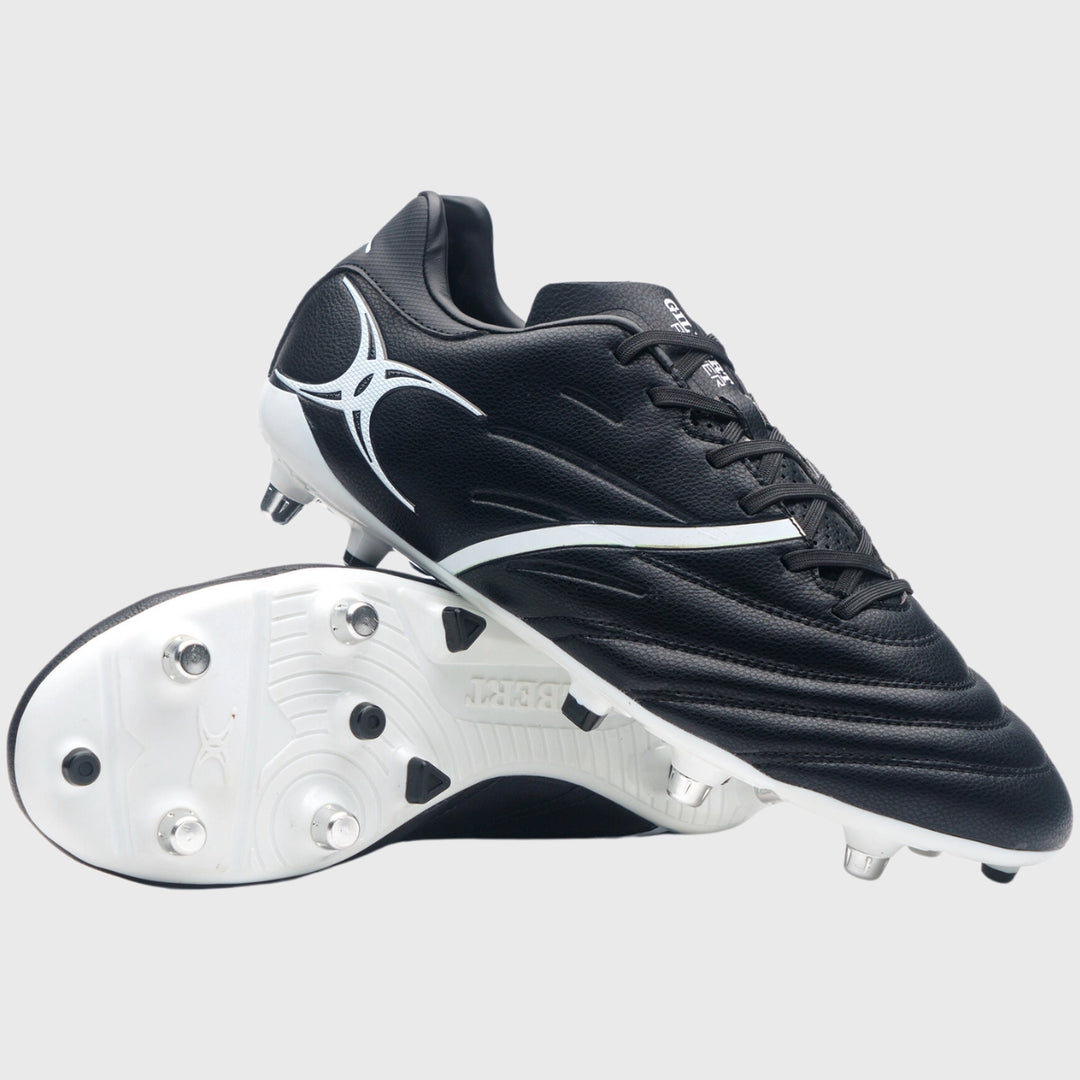 Gilbert Sidestep X20 Power 6 Stud Rugby Boots Black/White – Rugbystuff.com