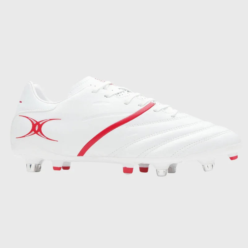 Gilbert Sidestep X20 Power 6 Stud Rugby Boots White/Red – Rugbystuff.com