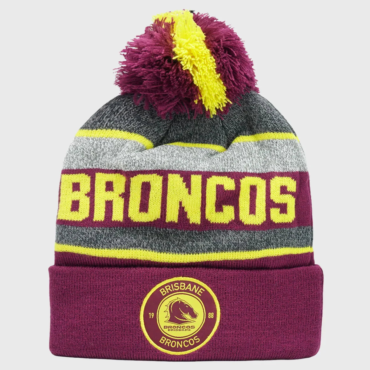 NRL Brisbane Broncos Tundra Bobble Beanie Hat – Rugbystuff.com