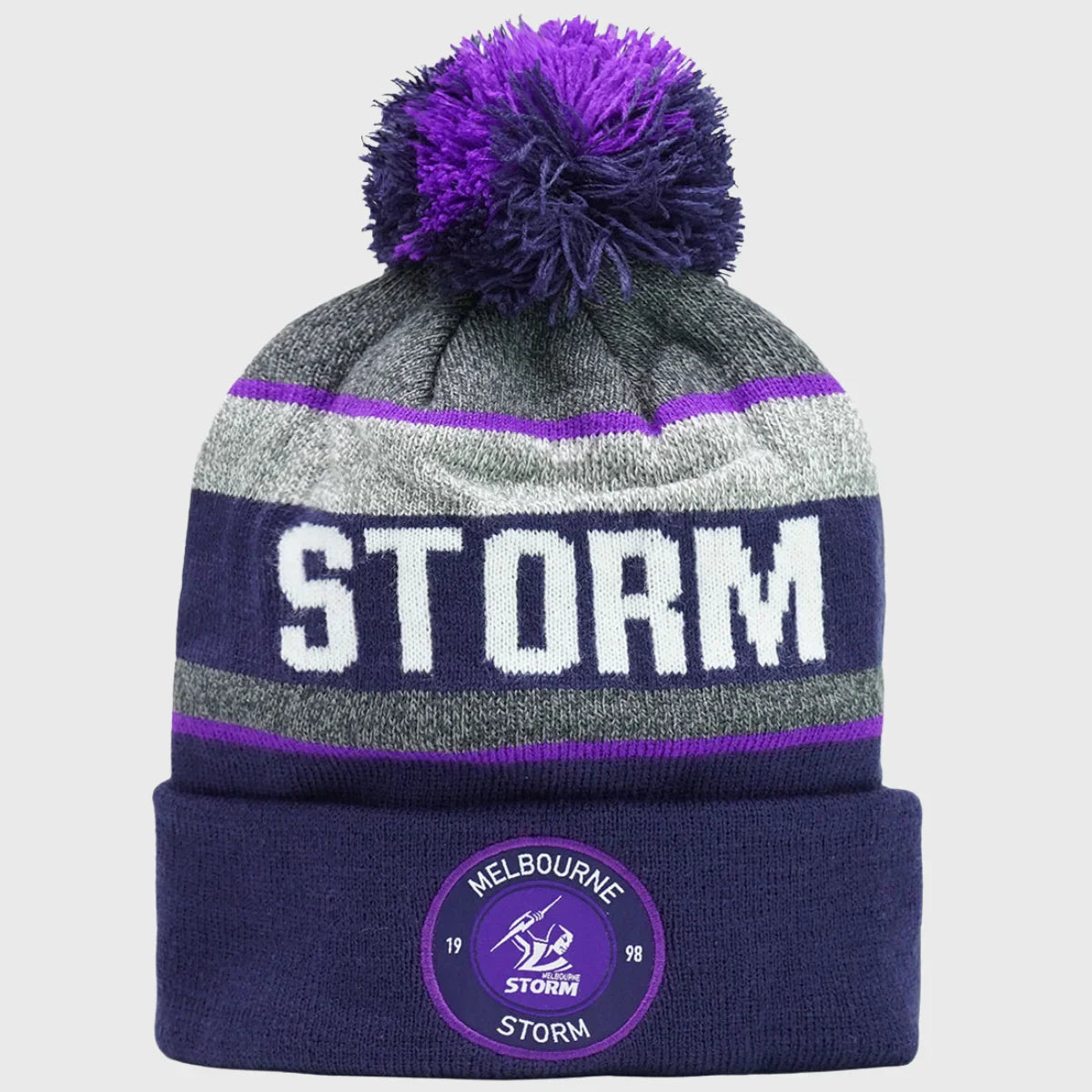 NRL Melbourne Storm Tundra Bobble Beanie Hat – Rugbystuff.com