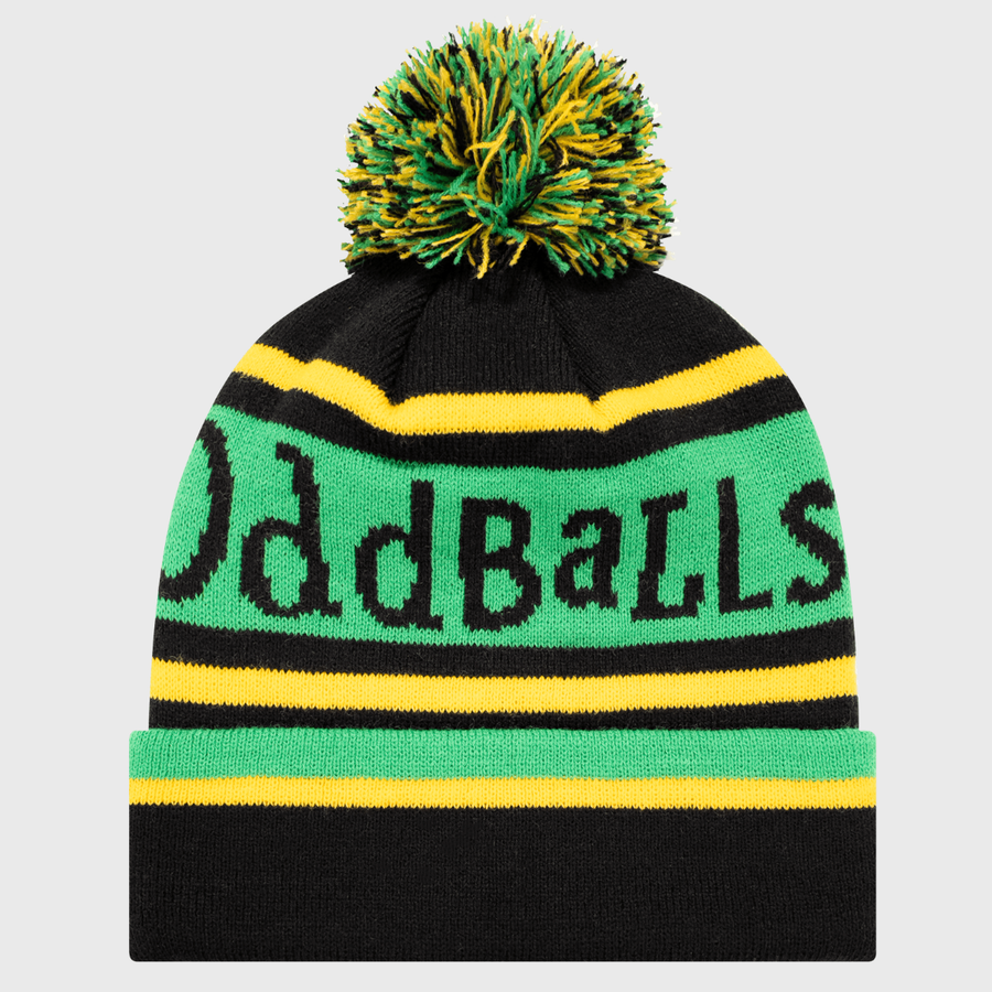 oddballs bobble beanie hat black yellow green £ 19 . 99